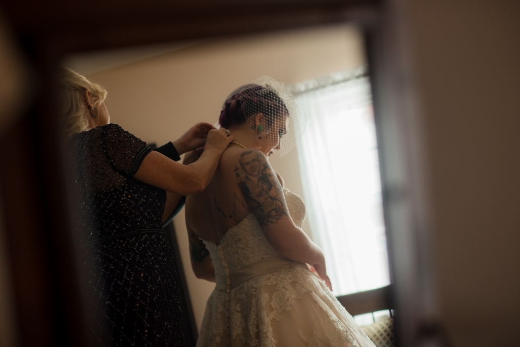 Tattooed Bride Marries her Love in a Star Wars Wedding at Barn on Bridge