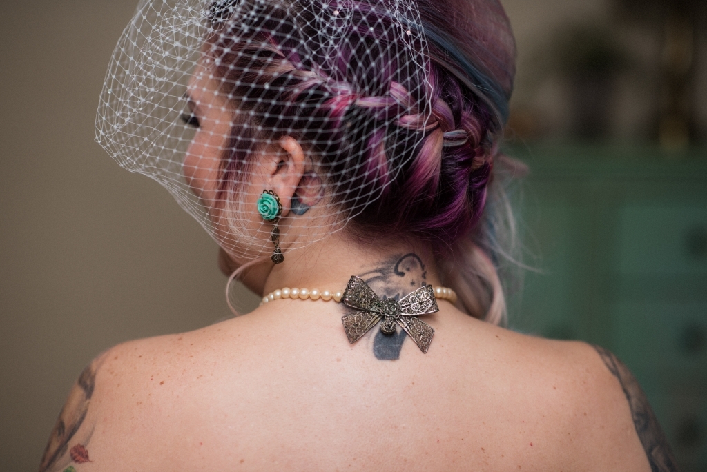 Tattooed Bride Marries her Love in a Star Wars Wedding at Barn on Bridge