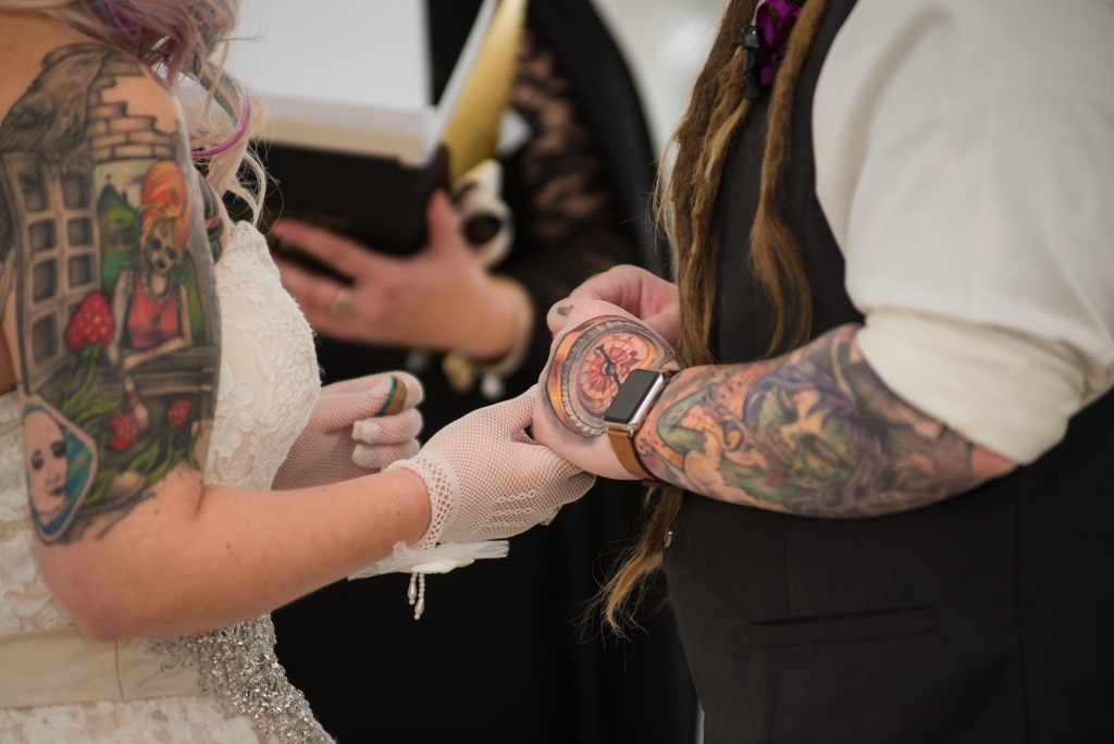 Tattooed Bride Marries her Love in a Star Wars Wedding at Barn on Bridge