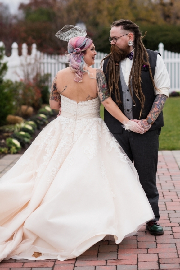 Tattooed Bride Marries her Love in a Star Wars Wedding at Barn on Bridge